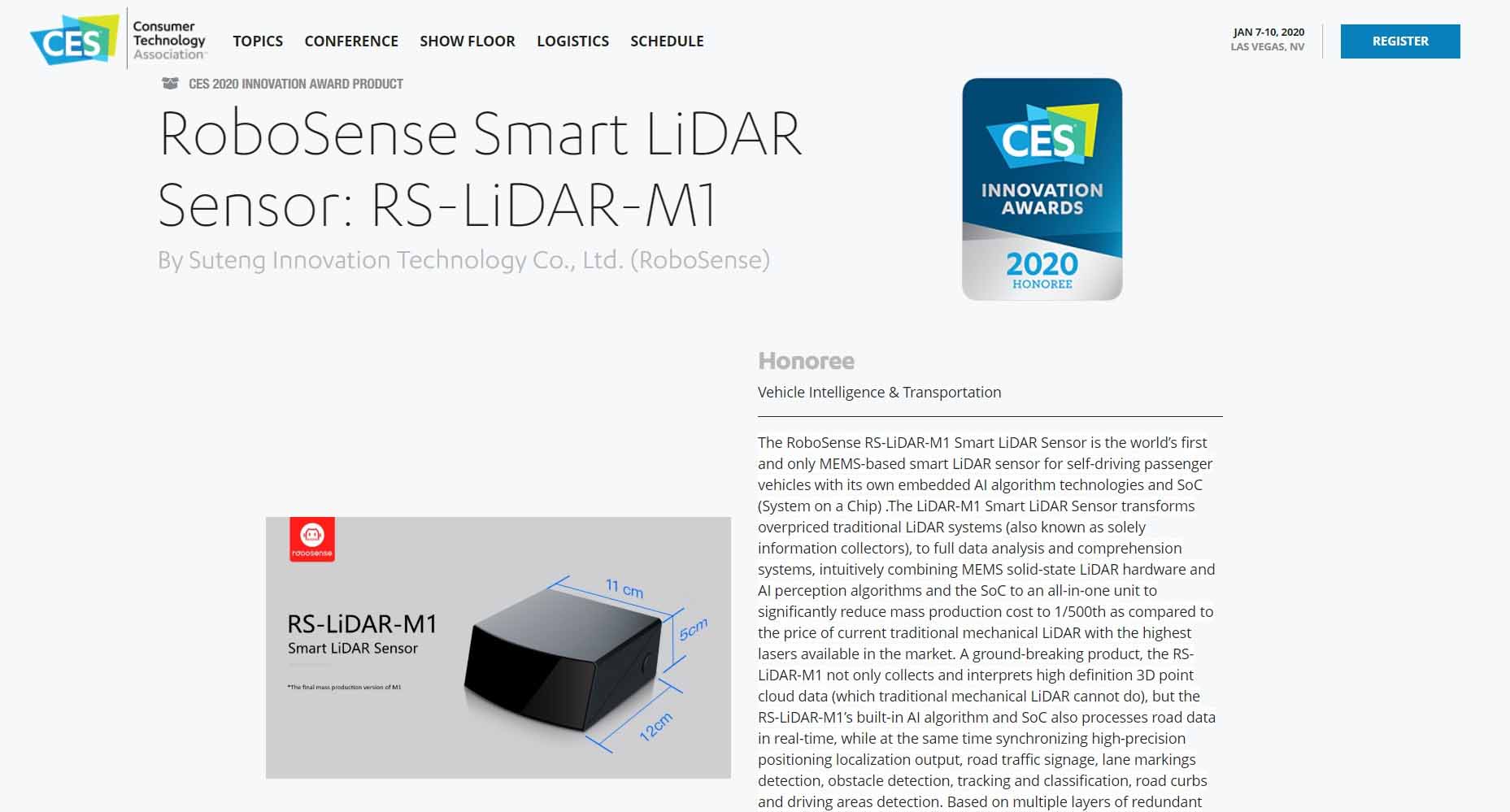RoboSense(速腾聚创)再次斩获CES Innovation Award！ - RoboSense速腾聚创 | 让世界更安全，让生活更智能